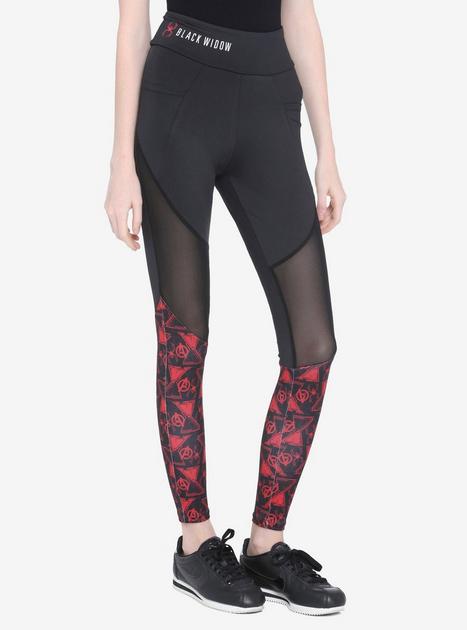 Her Universe Marvel Black Widow Logo Panel Leggings Hot Topic