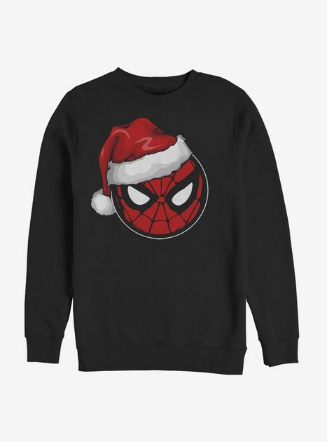 Marvel Spider-Man Spidey Santa Hat Sweatshirt - BLACK | BoxLunch