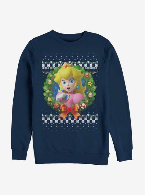 Nintendo Super Mario Wreath Princess Peach 3D Sweatshirt - BLUE | BoxLunch