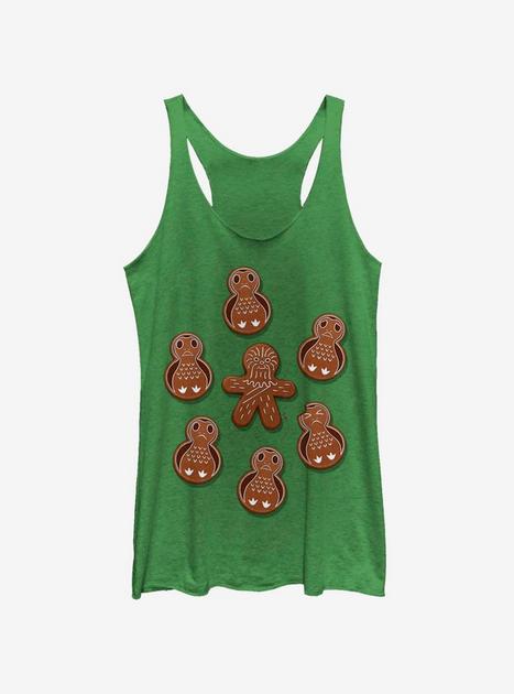 Star Wars Porg Chewie Holiday Cookies Womens Tank Top - GREEN | BoxLunch
