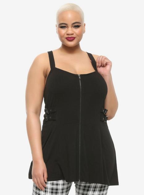 Zip Front Buckle Girls Peplum Tank Top Plus Size | Hot Topic