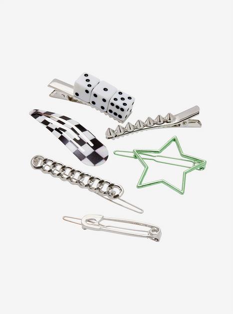 Chain & Checkered Hair Clip Set | Hot Topic