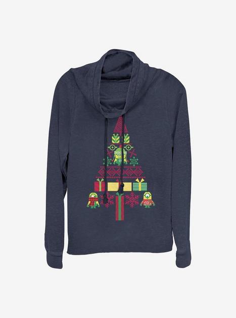 Minon Minions Tree Holiday Cowl Neck Long-Sleeve Girls Top - BLUE | Hot ...
