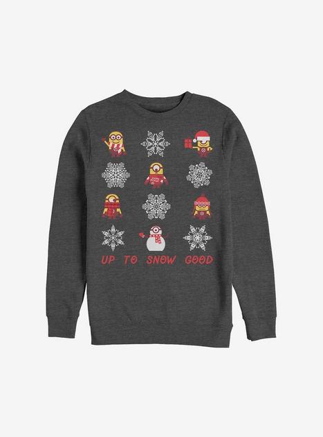 Minion Snowflake Holiday Sweatshirt - GREY | Hot Topic