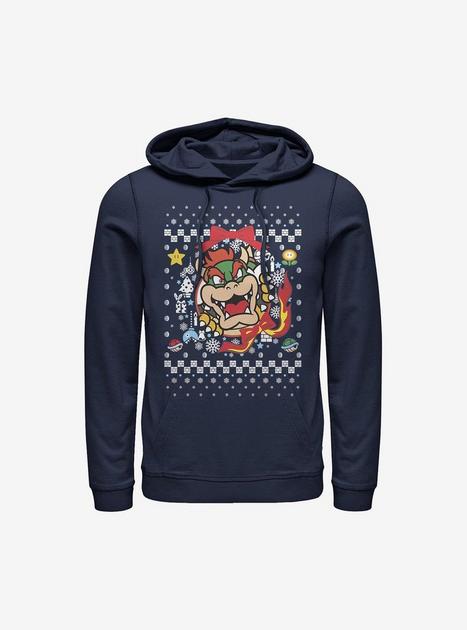 Super Mario Bowser Princess Wreath Ugly Christmas Sweater Hoodie - BLUE ...