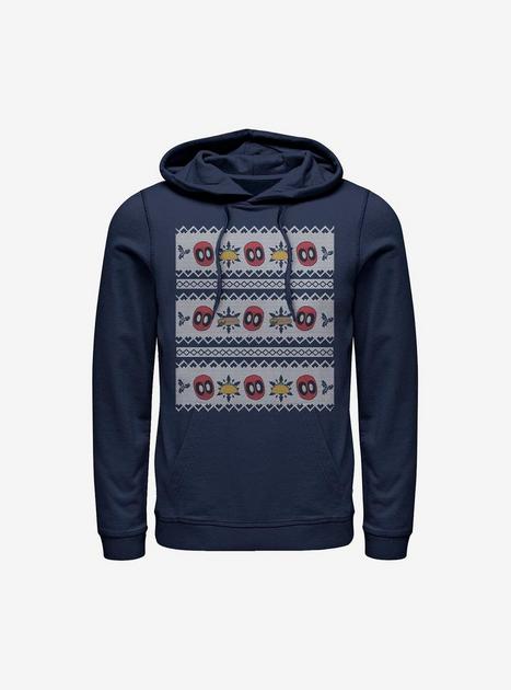 Marvel Deadpool Christmas Sweater Hoodie - BLUE | Hot Topic