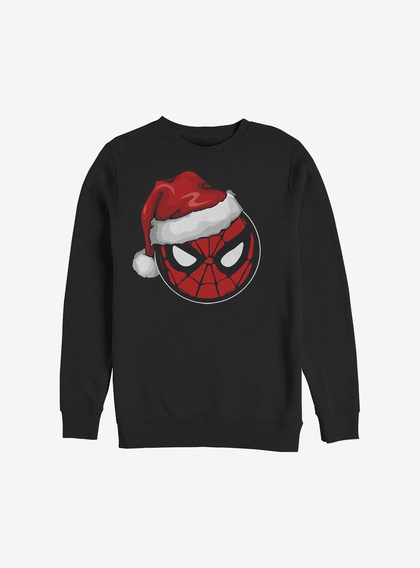 Marvel Spider-Man Spidey Santa Hat Christmas Sweatshirt - BLACK | Hot Topic