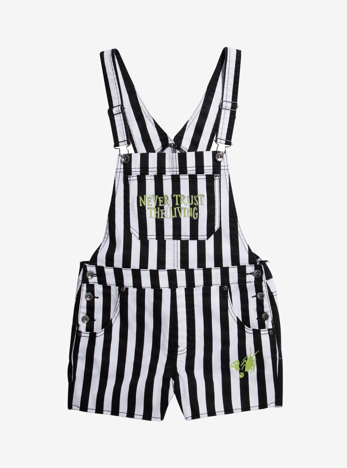Beetlejuice Stripe Shortalls | Hot Topic