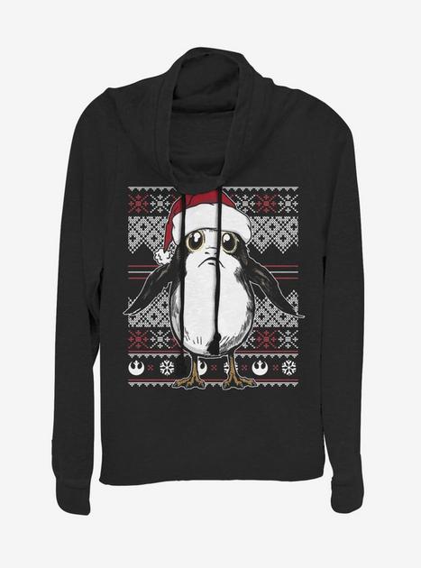Star Wars Santa Porg Ugly Christmas Cowl Neck Long-Sleeve Girls Top ...