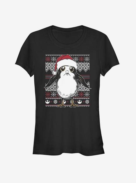 Star Wars Santa Porg Ugly Christmas Girls T-Shirt - BLACK | Hot Topic