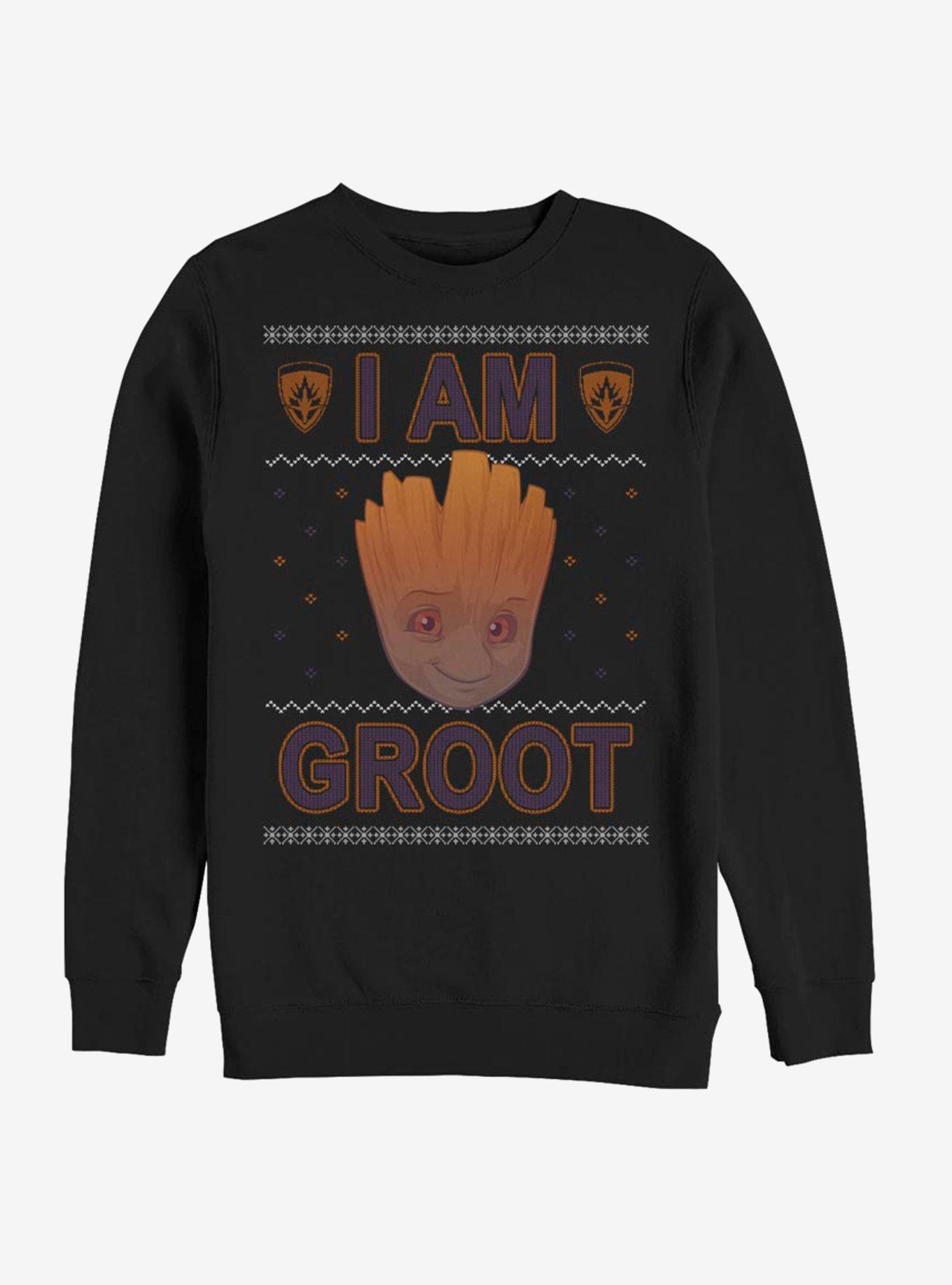 Marvel Guardians of The Galaxy I Am Groot Ugly Christmas Crew ...