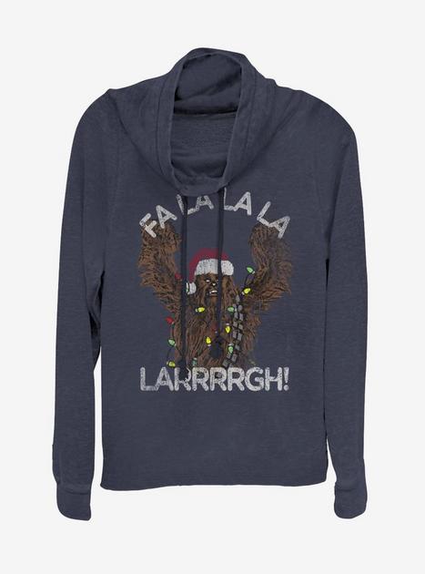 Star Wars Santa Chewie Chewbacca Fa La Larrrrgh Cowl Neck Long-Sleeve ...