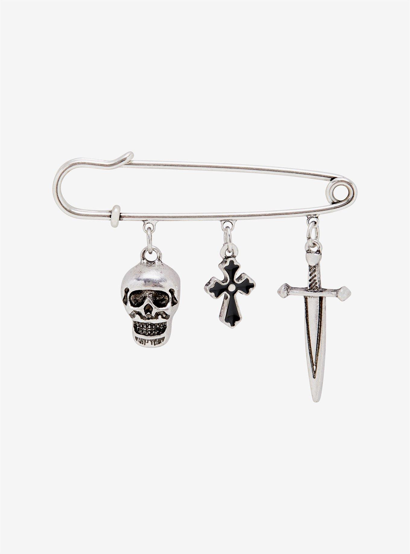 Skull Dagger Cross Safety Pin | Hot Topic
