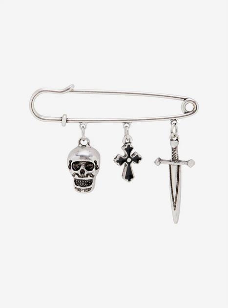 Skull Dagger Cross Safety Pin | Hot Topic