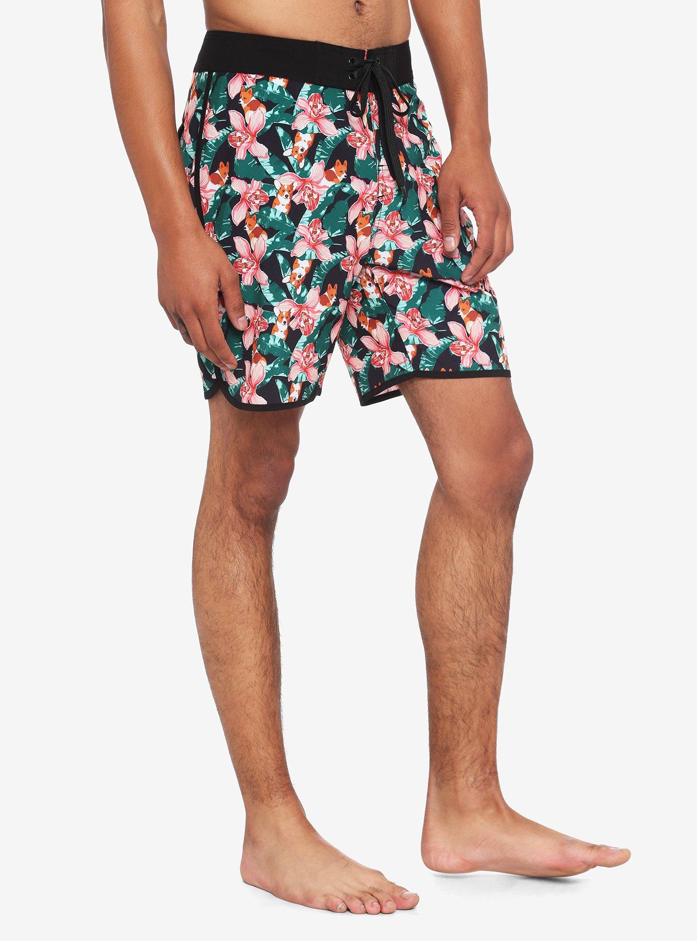 Tropical Corgi Swim Trunks | Hot Topic