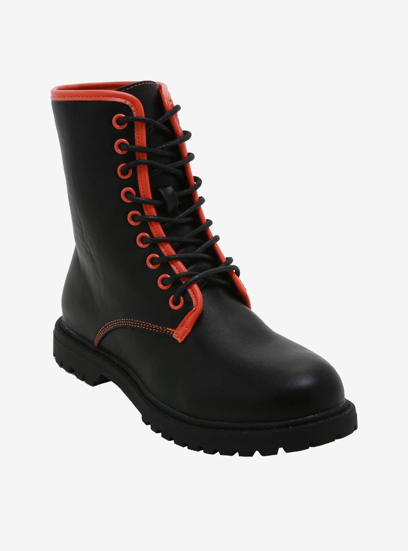 Orange & Black Combat Boots | Hot Topic