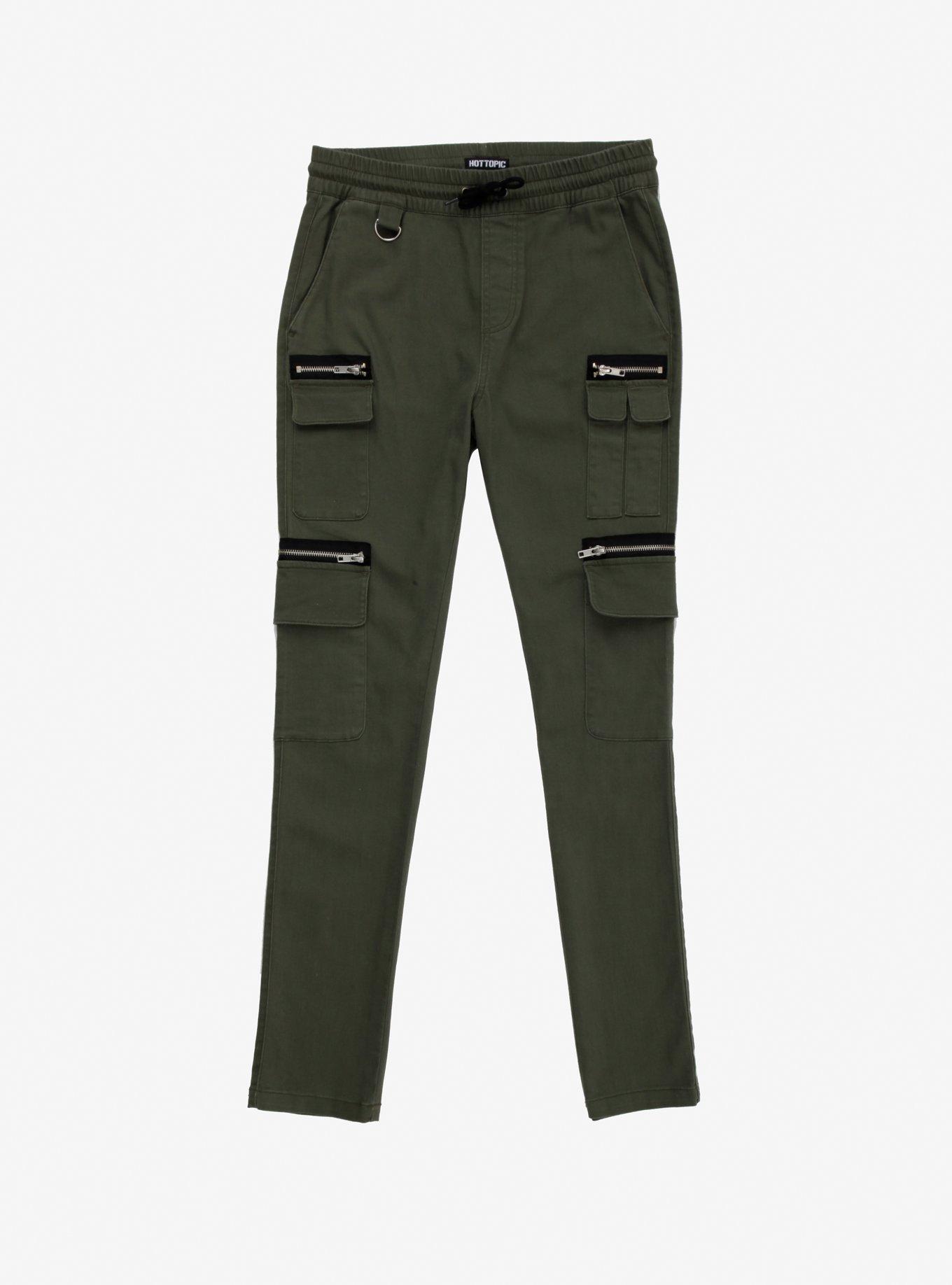 Olive Zipper Jogger Pants Hot Topic