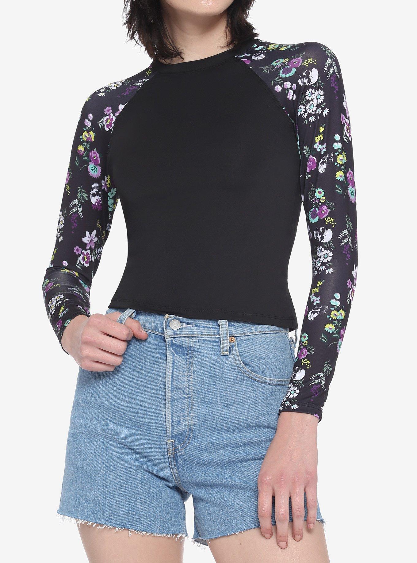 Dark Floral Girls Rash Guard | Hot Topic