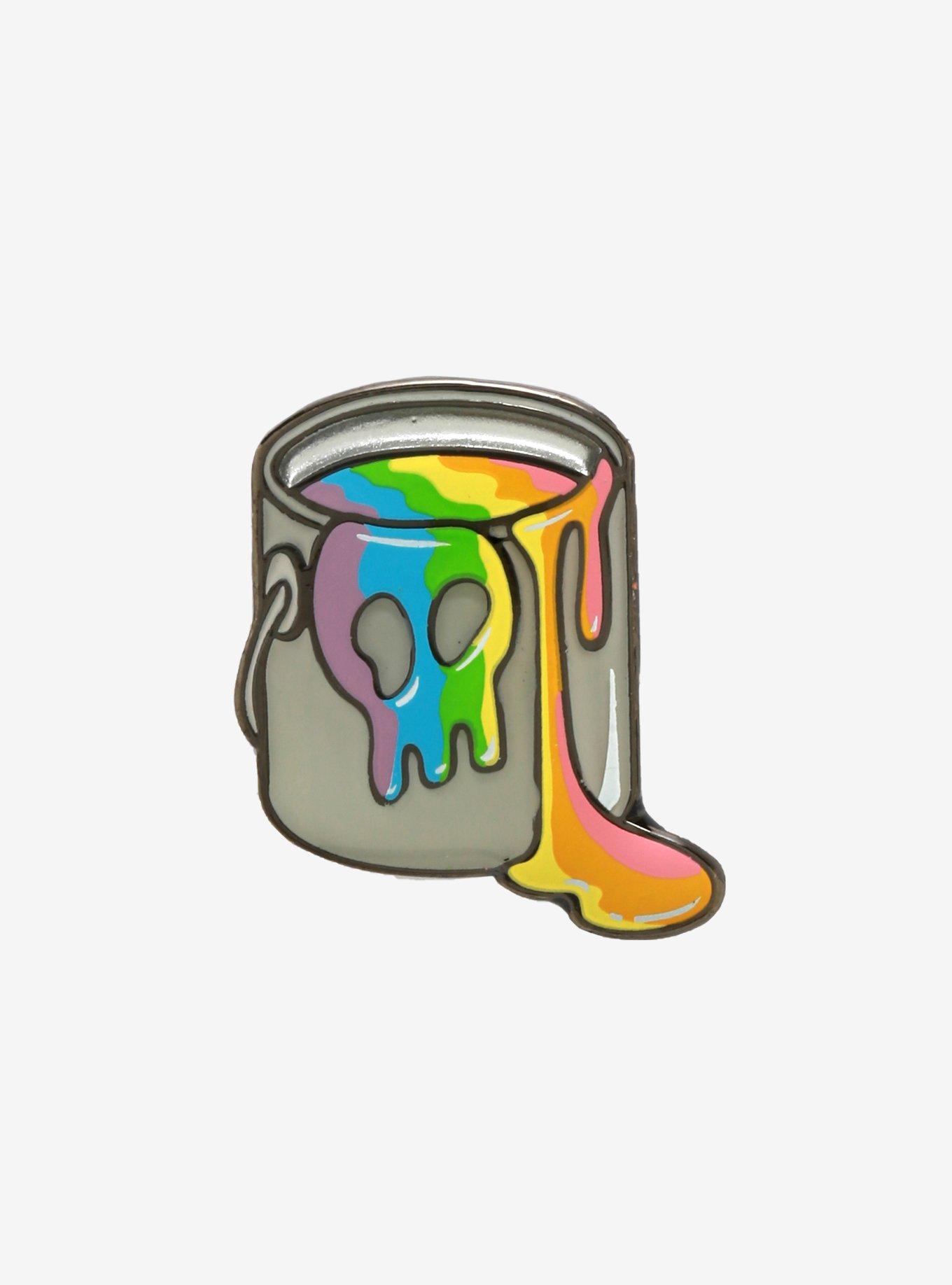 Rainbow Paint Bucket Skull Enamel Pin | Hot Topic