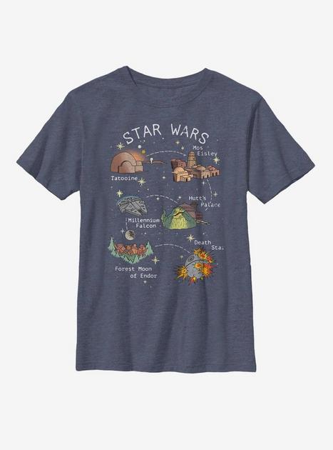 Star Wars Story Map Youth T-Shirt - BLUE | BoxLunch