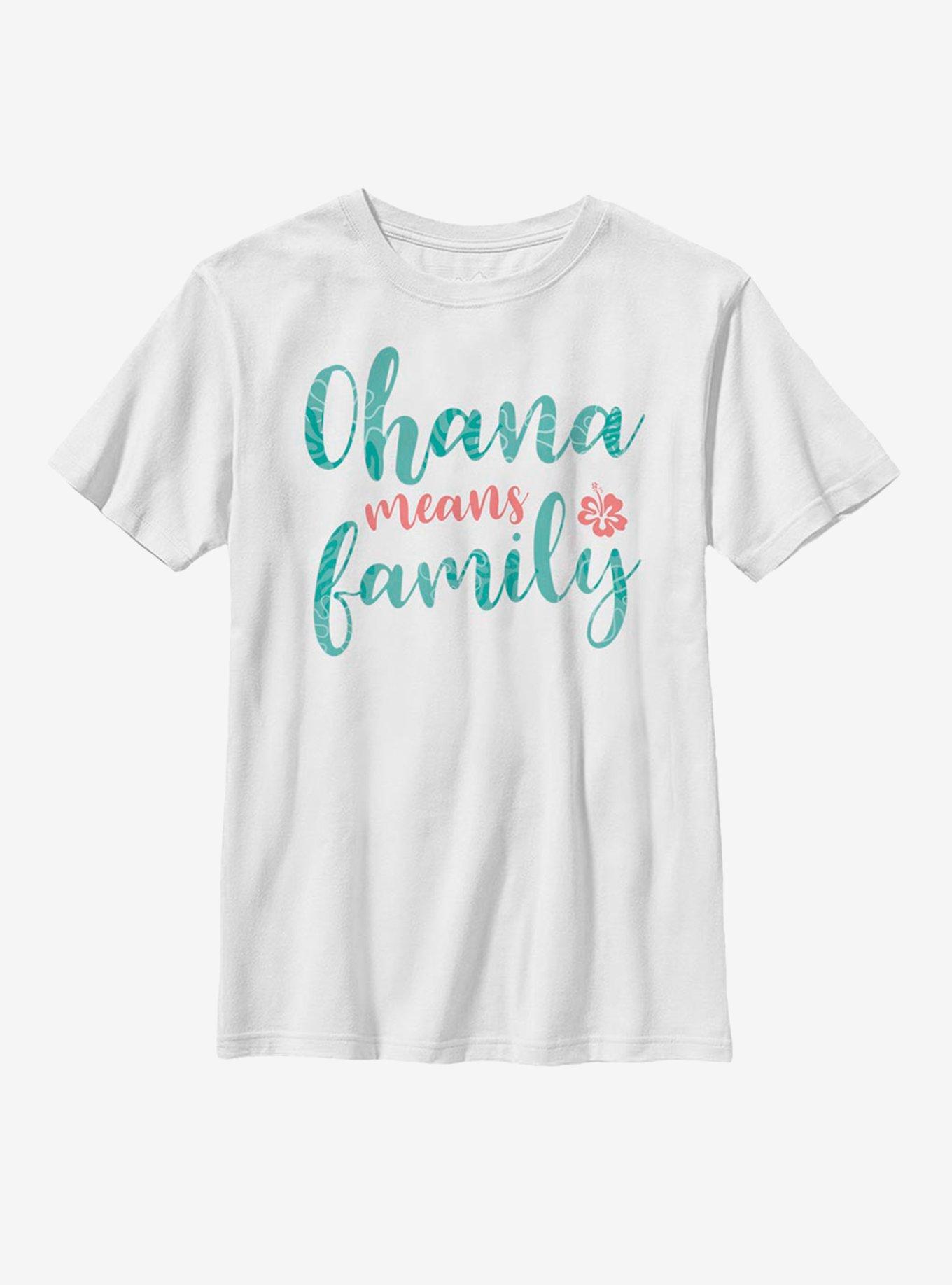 Disney Lilo And Stitch Ohana Script Youth T-Shirt - WHITE | BoxLunch