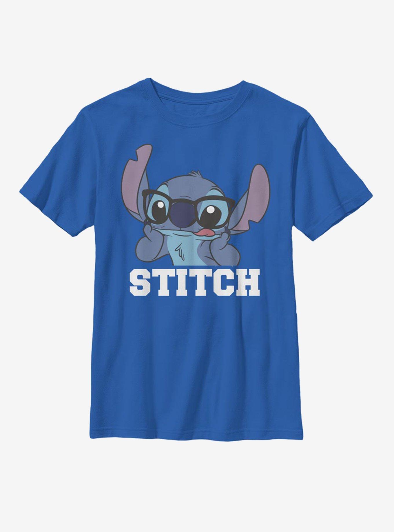 Disney Lilo And Stitch Thinking Glasses Youth T-Shirt - BLUE | BoxLunch