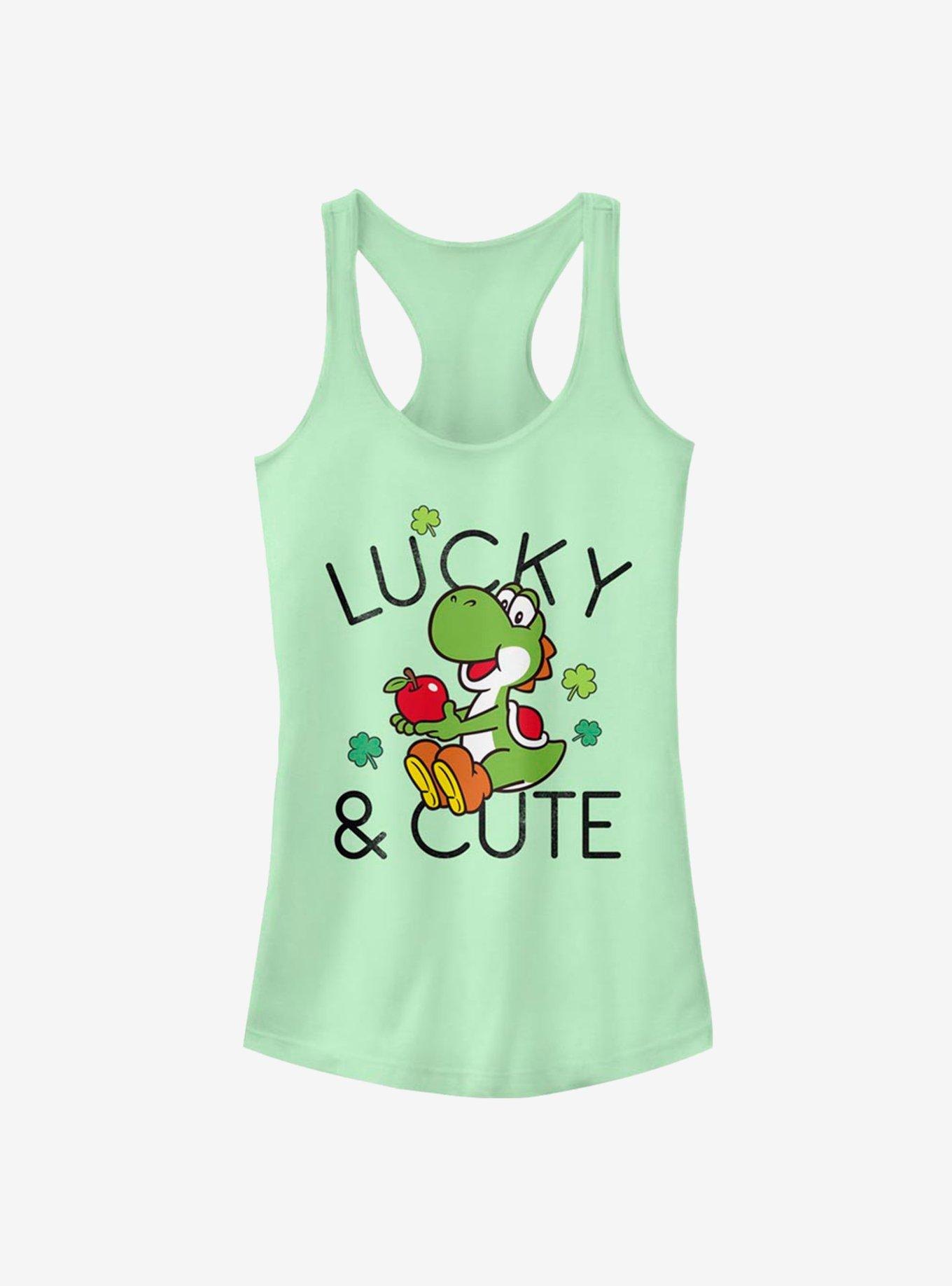 Nintendo Mario Lucky And Cute Yoshi Girls Tank - GREEN | Hot Topic