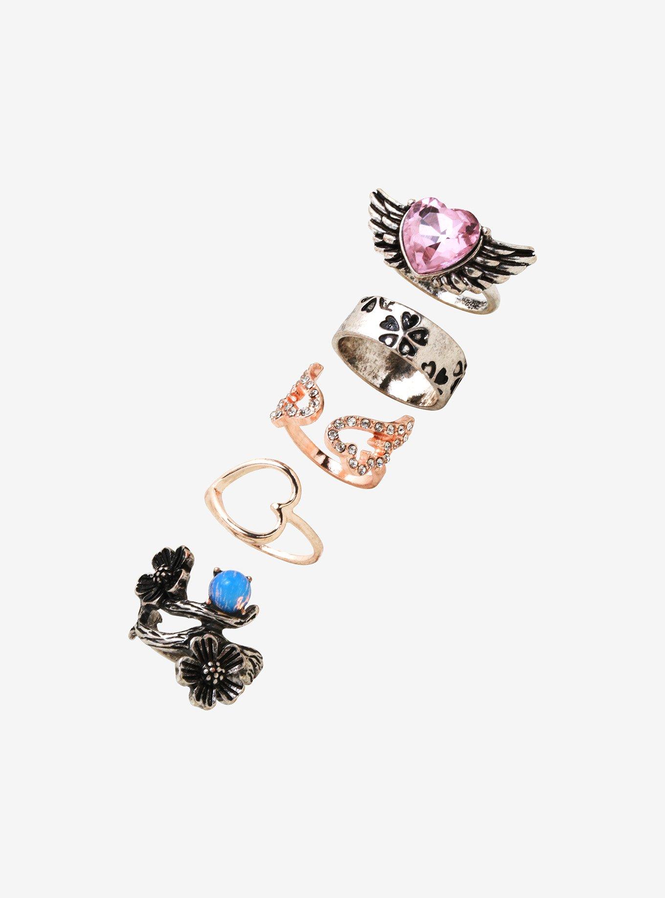 Heart Wings Ring Set | Hot Topic