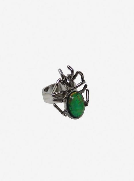 Green Stone Spider Ring | Hot Topic
