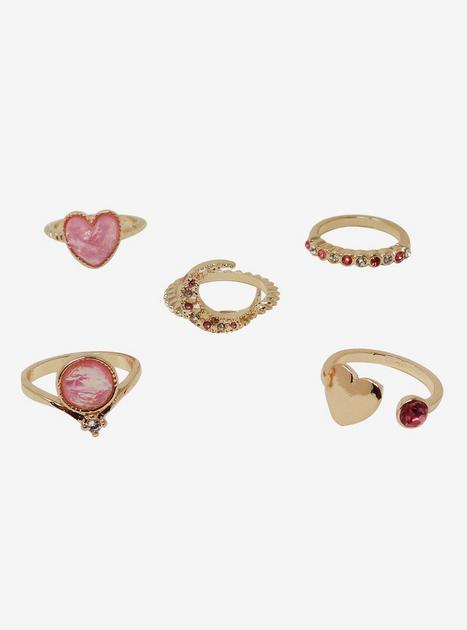 Sparkling Pink Ring Set | Hot Topic