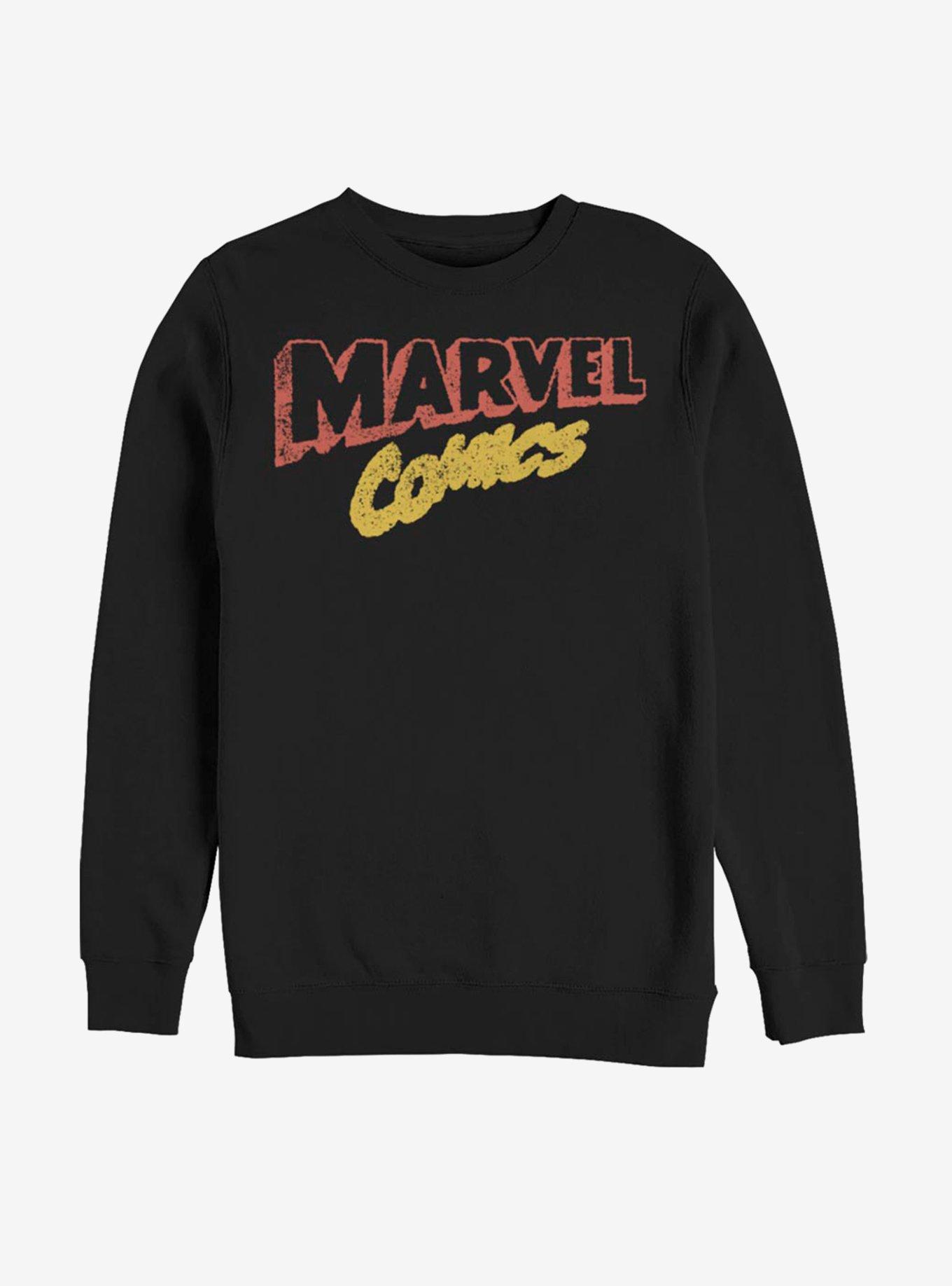 Marvel Retro Fuzzy Logo Sweatshirt - BLACK | BoxLunch