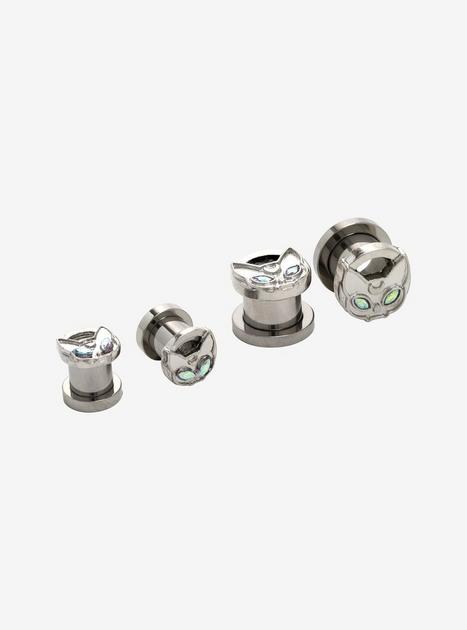 Steel Silver Moon Cat Plug 2 Pack | Hot Topic