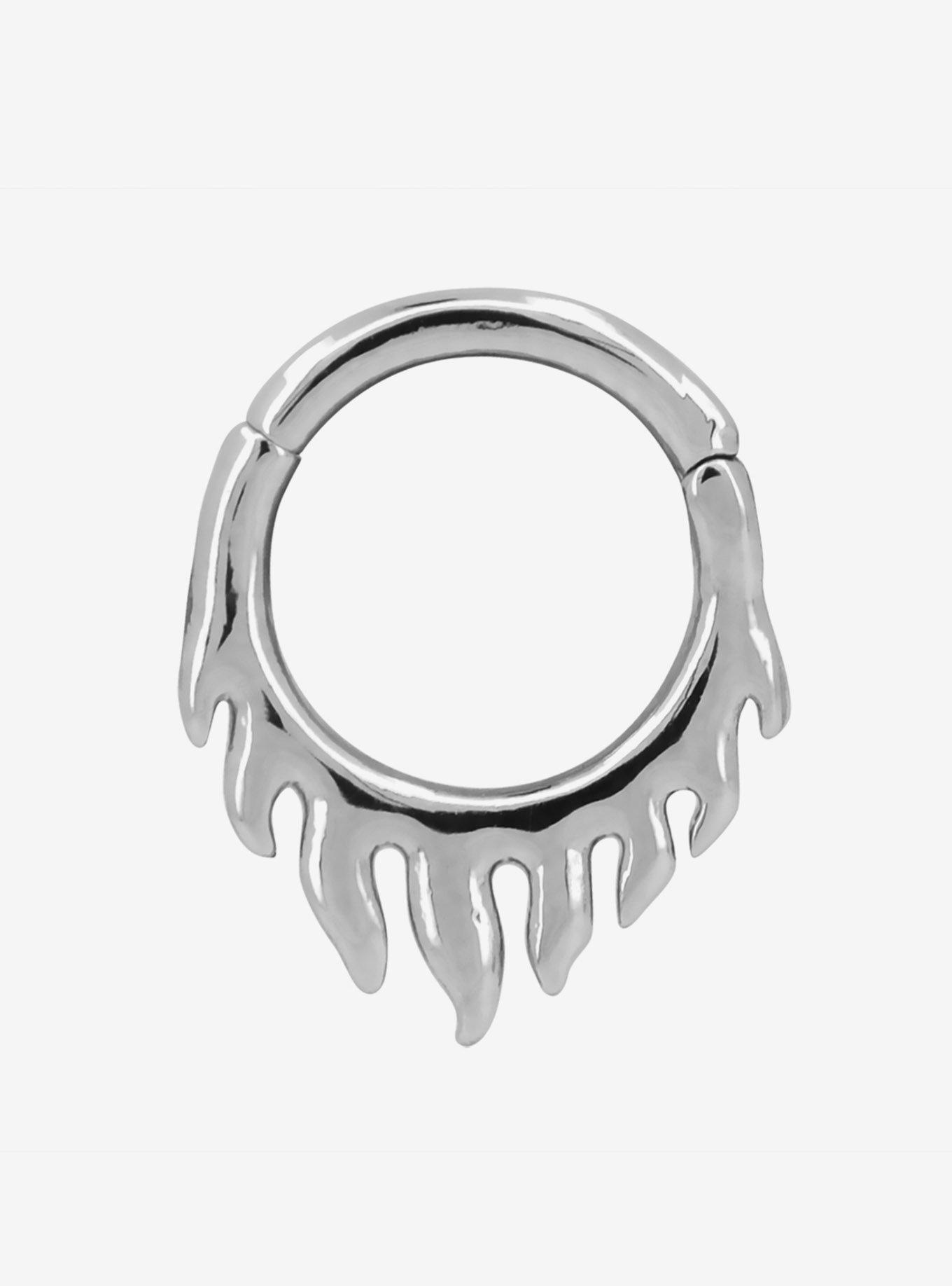 Steel Silver Flame Septum Clicker - SILVER | Hot Topic