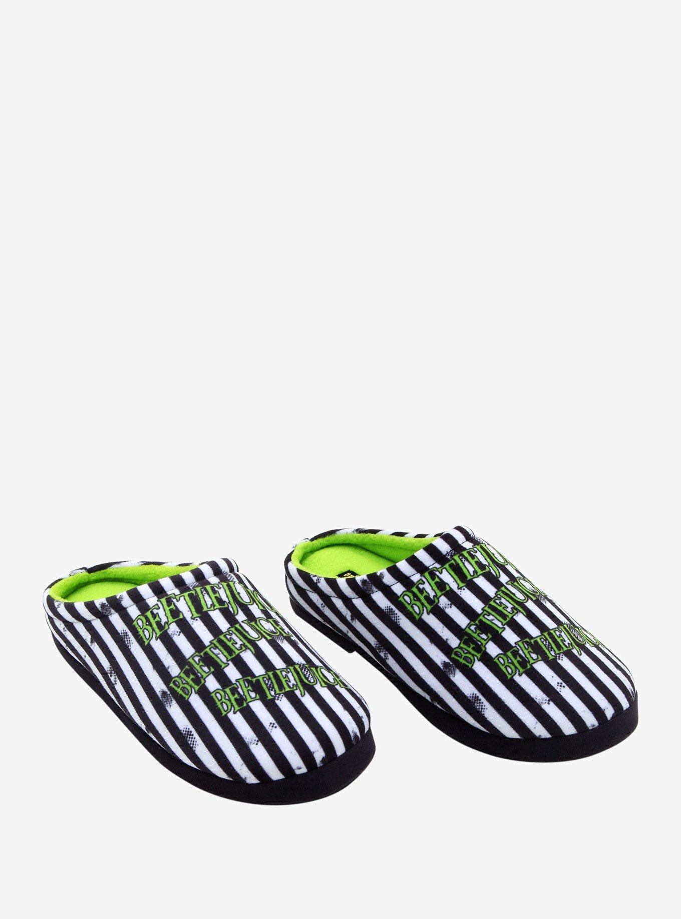 Beetlejuice Stripe Slippers | Hot Topic