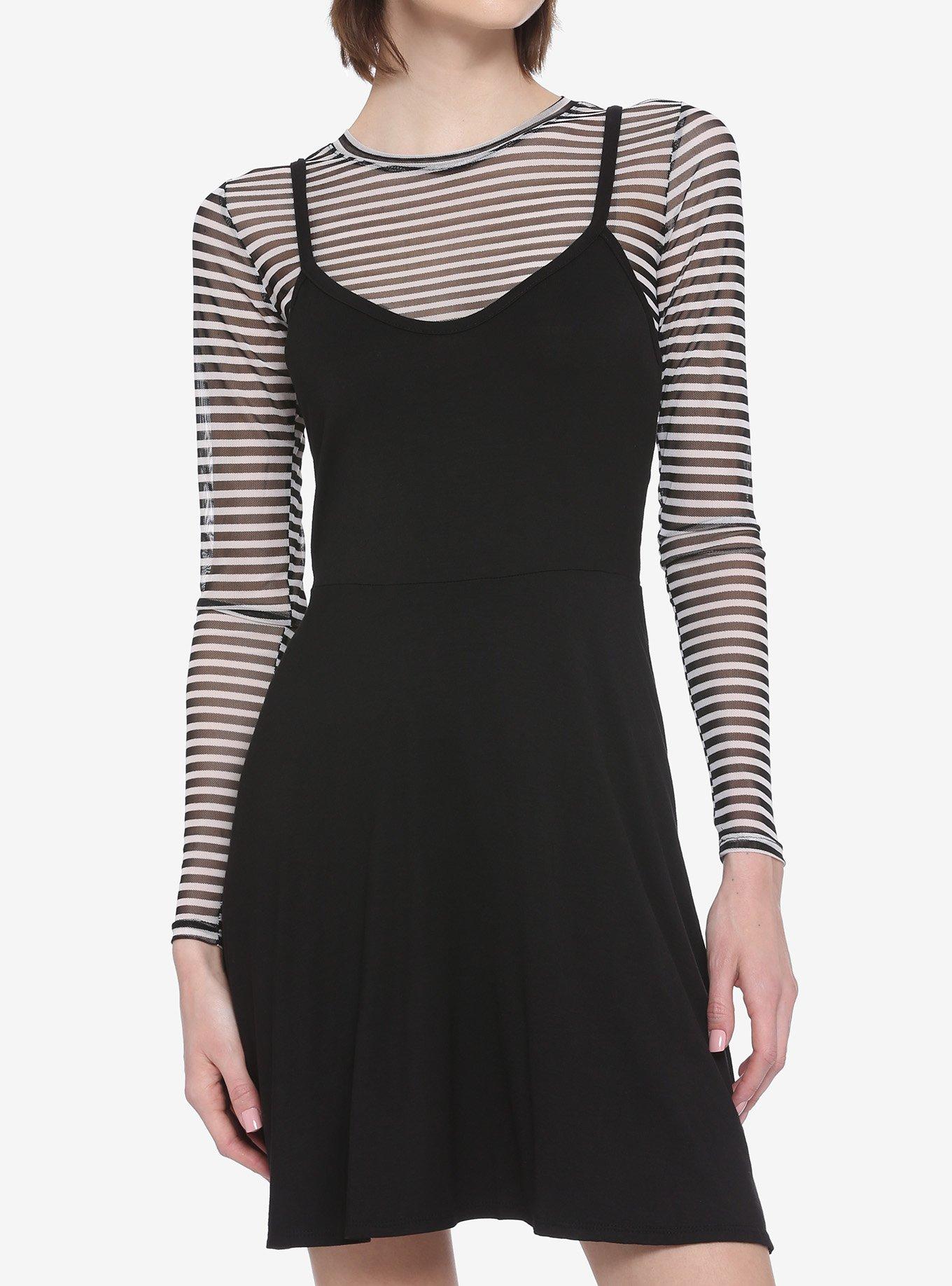Stripe Mesh Layered Dress | Hot Topic