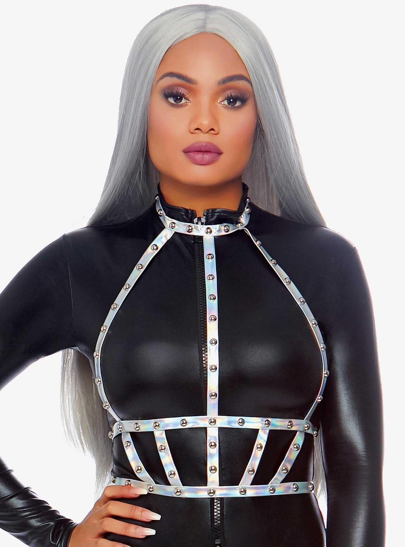 Iridescent Studded Vinyl Body Harness | Hot Topic