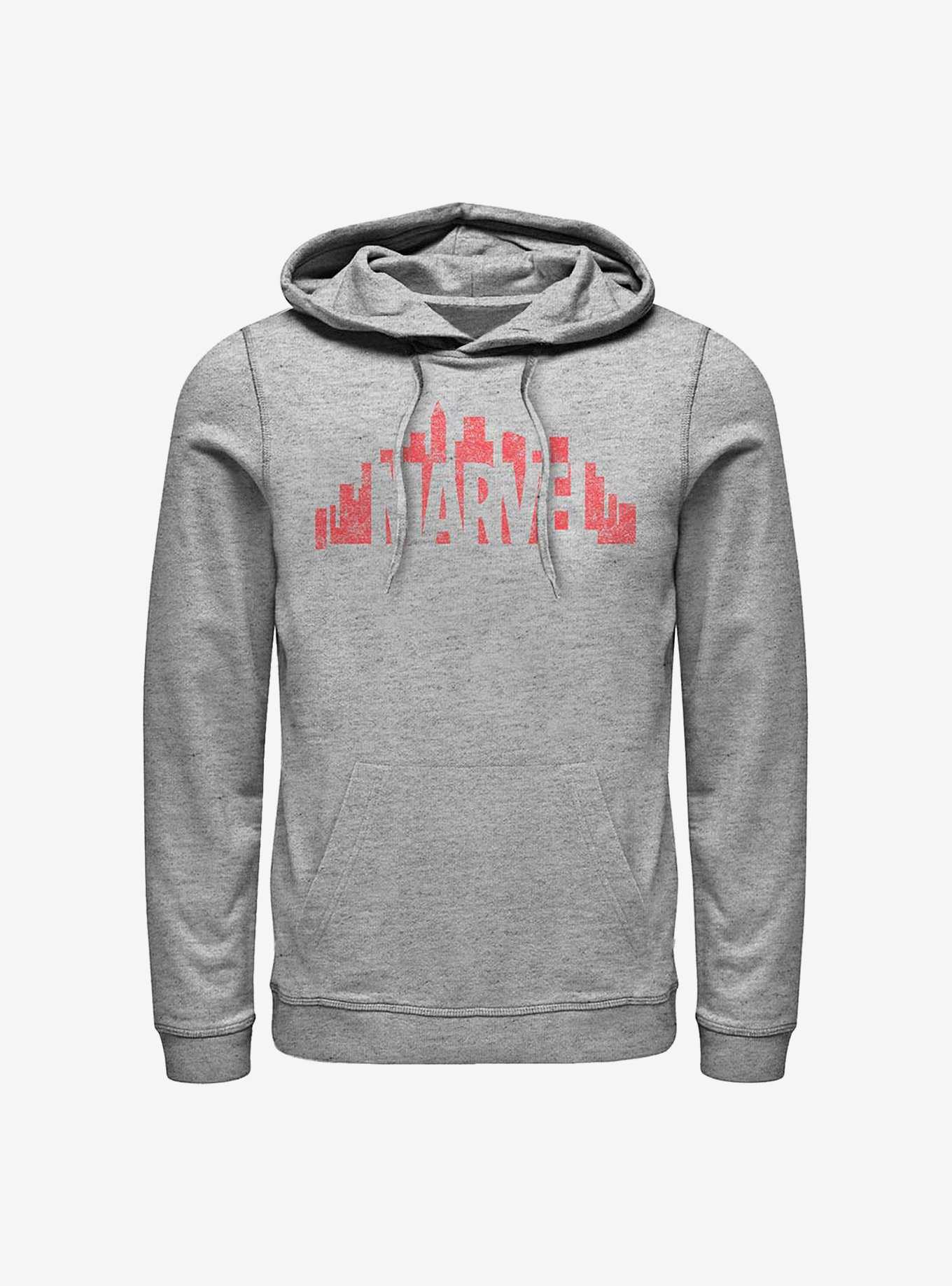 Marvel Skyline Logo Hoodie - GREY | Hot Topic