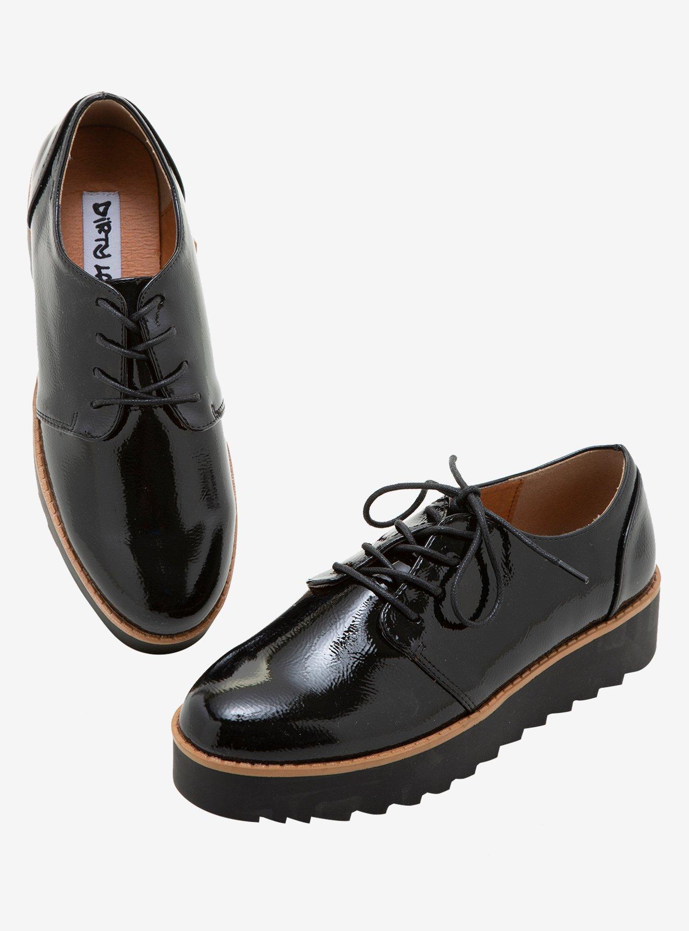 Black Patent Platform Oxford Shoes