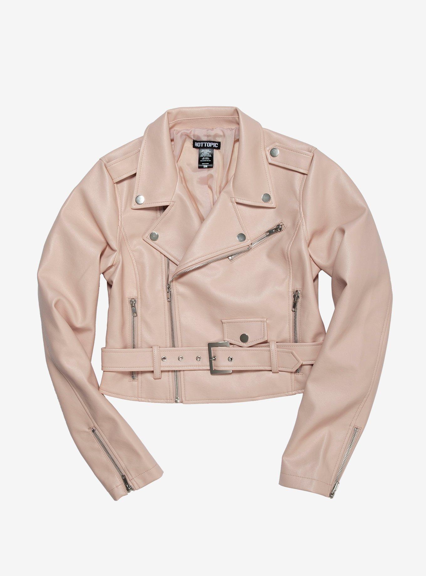 Blush Pink Moto Girls Faux Leather Jacket | Hot Topic