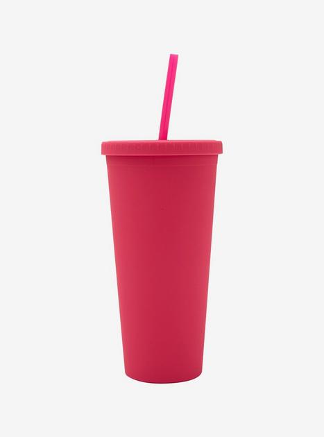 Neon Pink Rubberized Acrylic Travel Cup | Hot Topic
