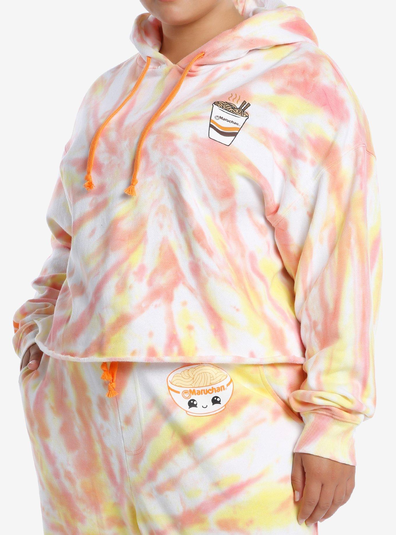 Maruchan Raw-Edge Tie-Dye Girls Crop Hoodie Plus Size | Hot Topic