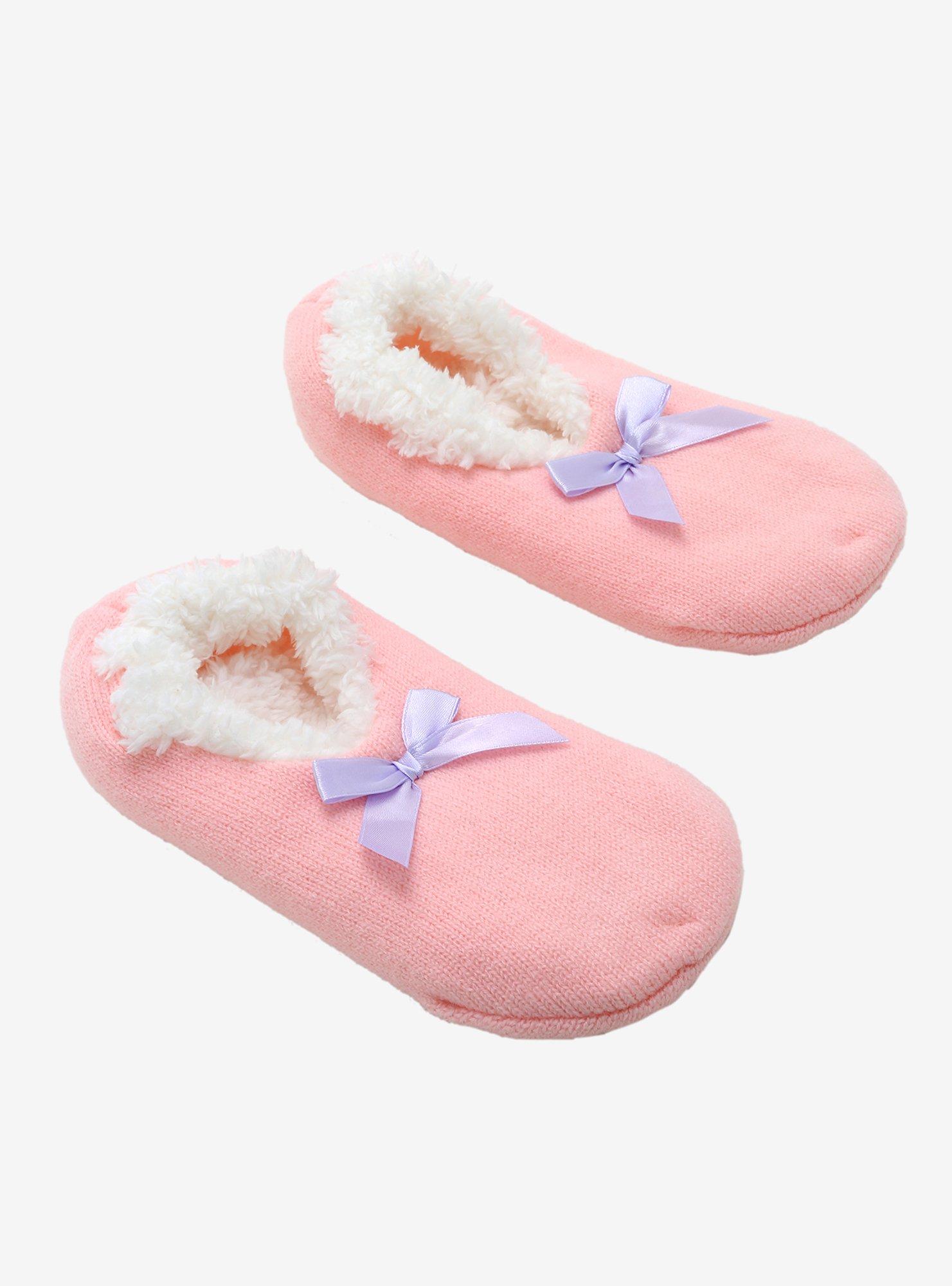 Pastel Pink With Bow Cozy Slippers | Hot Topic