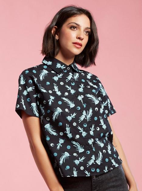 Coraline Ghost Children Girls Woven Button-Up | Hot Topic