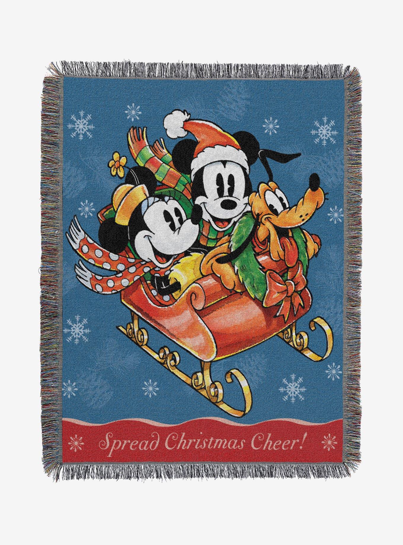 Disney Mickey Mouse Minnie Mouse Sleigh Ride Tapestry Throw Blanket ...