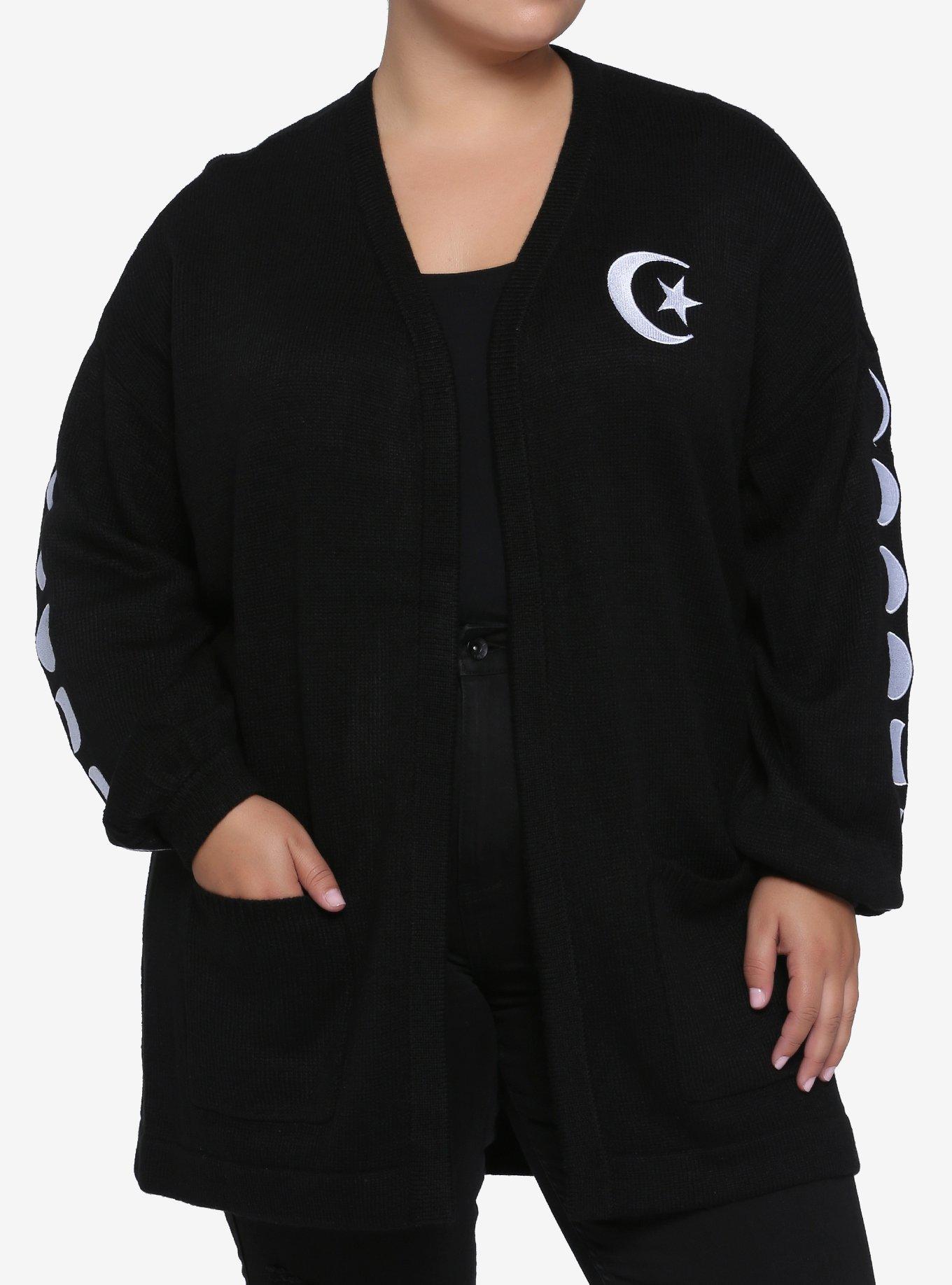 Embroidered Moon Phase Girls Open Cardigan Plus Size | Hot Topic