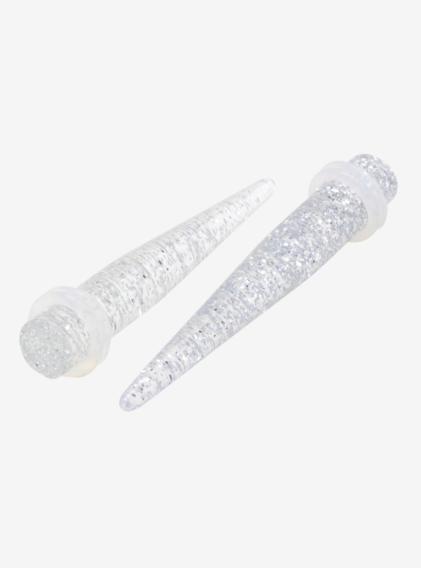 Acrylic Silver Glitter Taper 2 Pack | Hot Topic