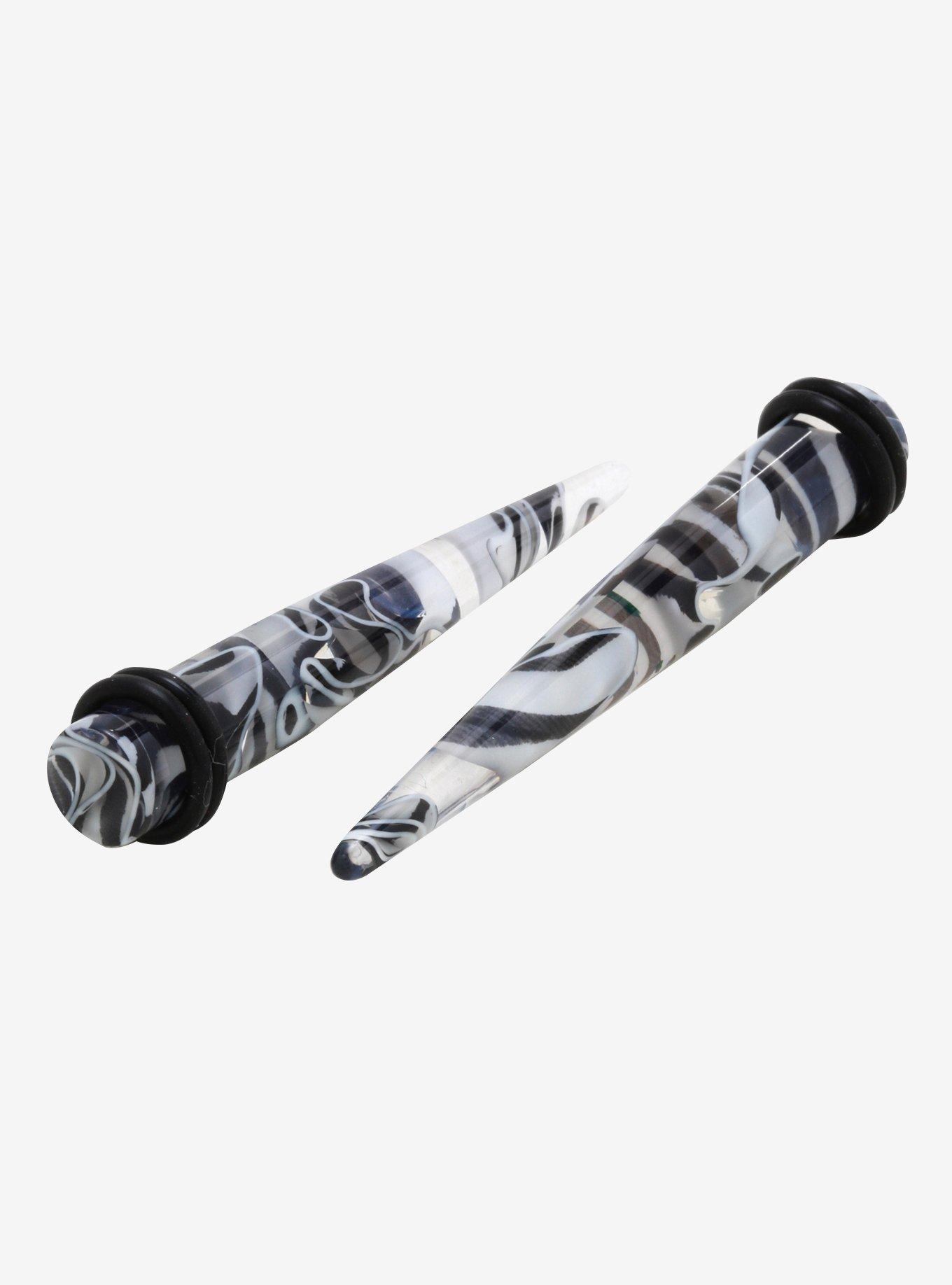 Acrylic Black & White Marble Taper 2 Pack | Hot Topic