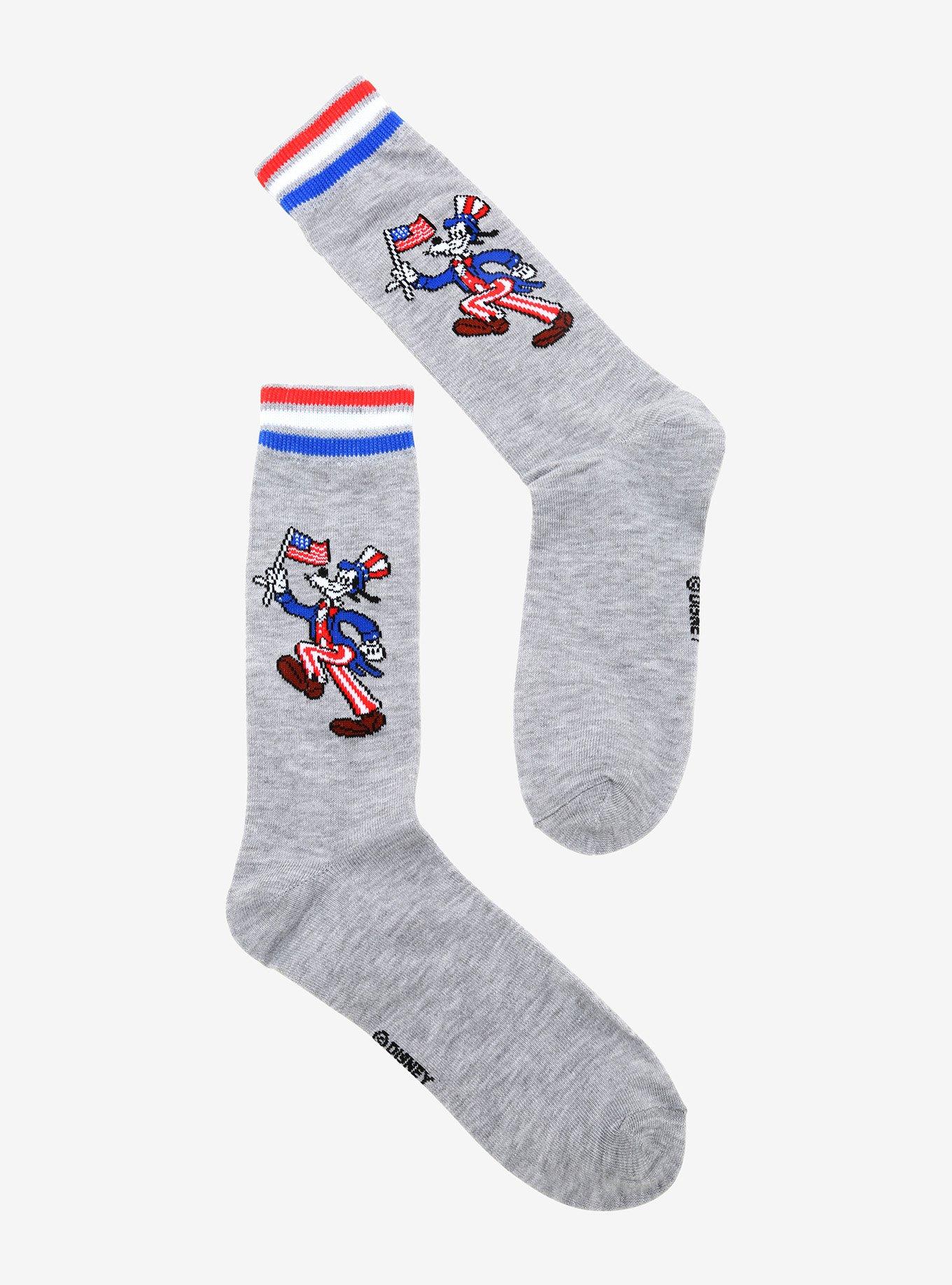 Disney Goofy Red, White & Blue Crew Socks | Hot Topic