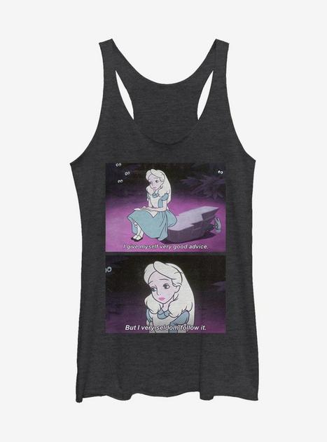 Disney Alice In Wonderland Advice Meme Girls Tank - BLACK | Hot Topic