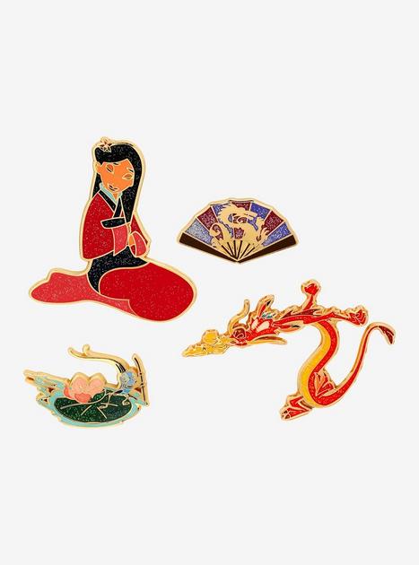 Loungefly Disney Mulan Glitter Enamel Pin Set | Hot Topic